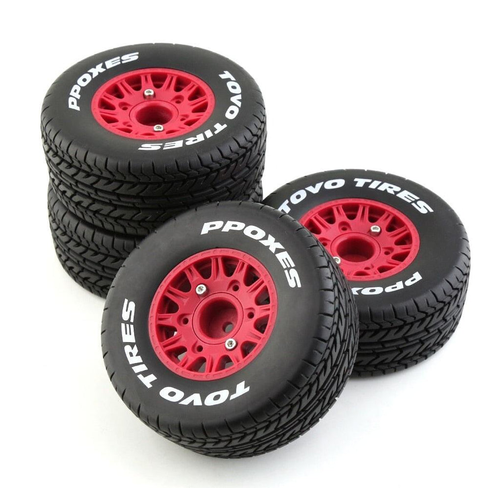 4PCS Tire Wheel Rims w/ Adapter for 1/8, 1/10 Short Course (Rubber ...