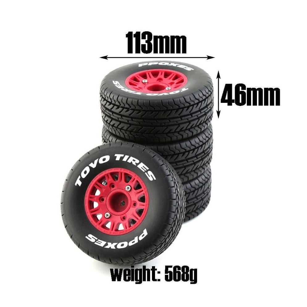 4PCS Tire Wheel Rims w/ Adapter for 1/8, 1/10 Short Course (Rubber ...