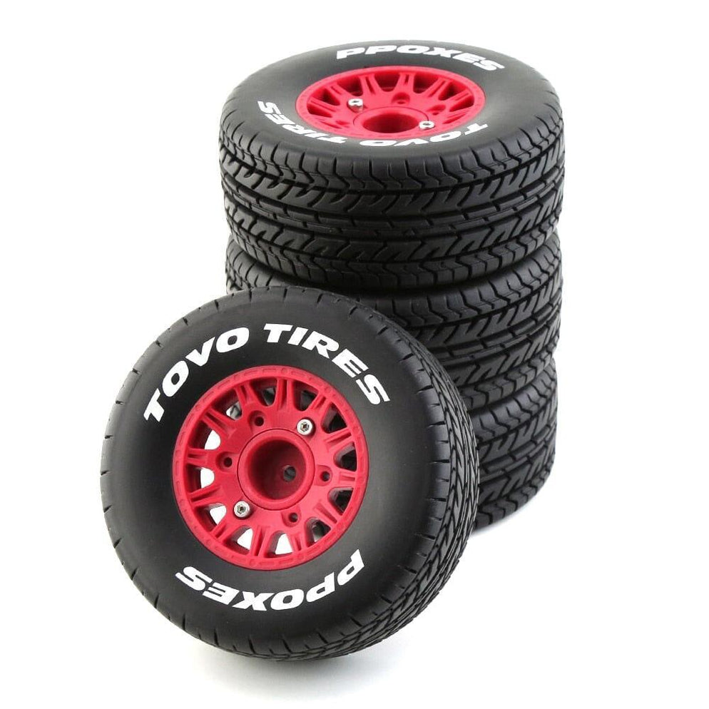 4PCS Tire Wheel Rims w/ Adapter for 1/8, 1/10 Short Course (Rubber ...